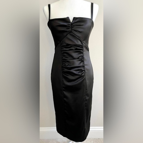 Betsy & Adam | Dresses | Betsy Adam Black Satin Strappy Bodycon Midi ...